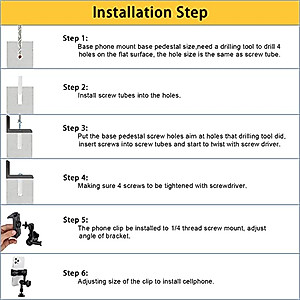 Mippko Drill Base Truck Phone Stand for 3.5 ~7.5 inches iPhone / Samsung / HTC / LG / Nexus / Huawei / Smart Phones, Fit for Truck, Car,Van, Vehicles, 360°Adjustable Aluminum Alloy Mount
