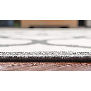 Unique Loom Outdoor Trellis Collection Area Rug - Moroccan (6' 1" x 9' Rectangle, Gray/ Silver)