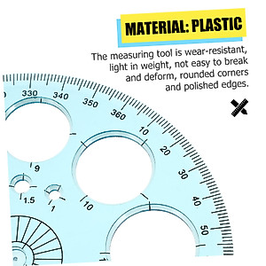 MAGICLULU 1 Set Drawing Ruler Clear Measuring Mathematics Measuring Ruler Clear Graphic Design Ruler Mathematics Measuring Circle Scale Ruler Plastic Multifunction Student Tape Measure