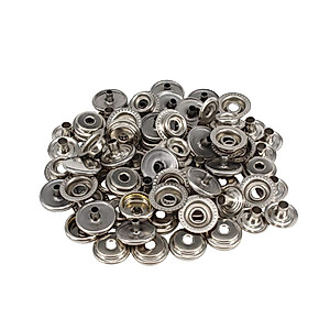 Snap Fasteners，HKOO Snap Fasteners 100% Stainless Steel Boat Marine Canvas Upholstery Snaps Cap - Socket - Stud - Eyelet All Four Parts，15mm Cap (80 Pieces) (5/8＂Stainless Steel)