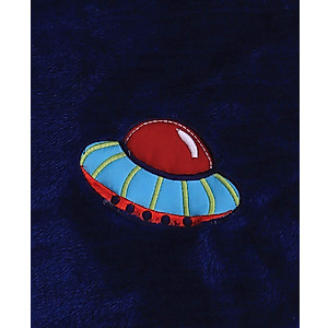 Bacati Space Multicolor Boys Navy Plush Blanket