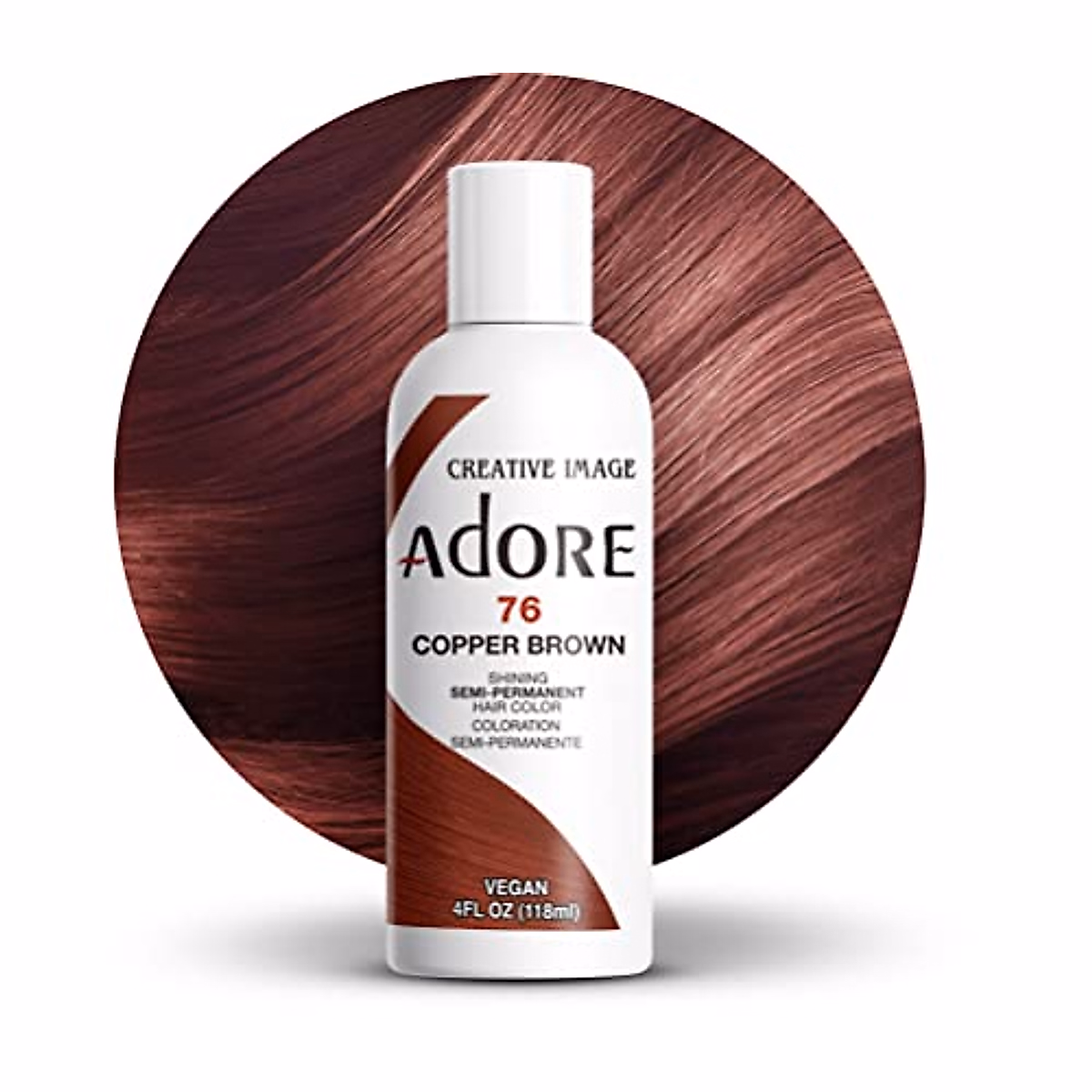 Adore Semi Permanent Hair Color - Vegan and Cruelty-Free Hair Dye - 4 Fl Oz - 076 Copper Brown (Pack of 1)