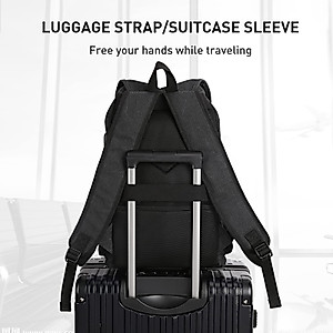 Small Canvas Vintage Backpack for Men Women,Travel Laptop Backpack with USB Charging Port,School College Backpack Book Bag Casual Rucksack Fits 15.6 Inch Laptop,Black