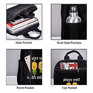 MISTHO Upside Down Pineapple Play Well With Others Funny Swinger Backpack Travel Bag Trekking Backpack Lightweight Large Capacity Bag