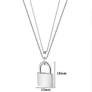 YL Women's Lock Necklace 925 Sterling Sliver Lock Pendant 18k White Gold Plated Jewelry