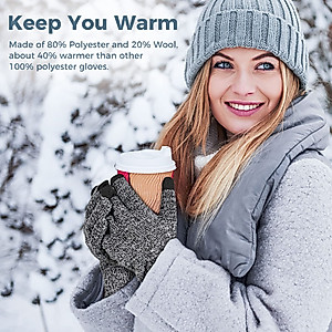 Fycert Winter Gloves Touchscreen Knit Glove Set for Men Women Boys Girls,Warm Thermal Mittens for Cycling Running Skiing,Fashion Warm for Fall Winter Cold Weather