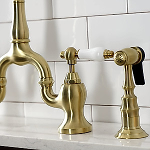 Kingston Brass KS7753PLBS English Country Bridge Kitchen Faucet, Antique Brass