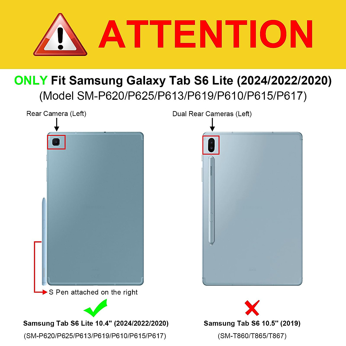 Fintie Slim Case for Samsung Galaxy Tab S6 Lite 10.4 Inch 2024/2022/2020 with Built-in S Pen Holder, Soft TPU Smart Stand Back Cover Auto Wake/Sleep, Composition