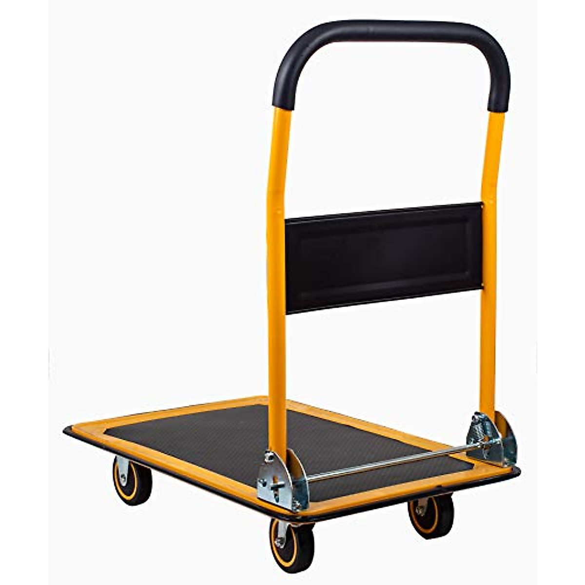 MaxWorks 80876- Foldable Platform Truck Push Dolly 330 lb. Weight Capacity Black and Yellow 28.75" x 18.75" x 33"