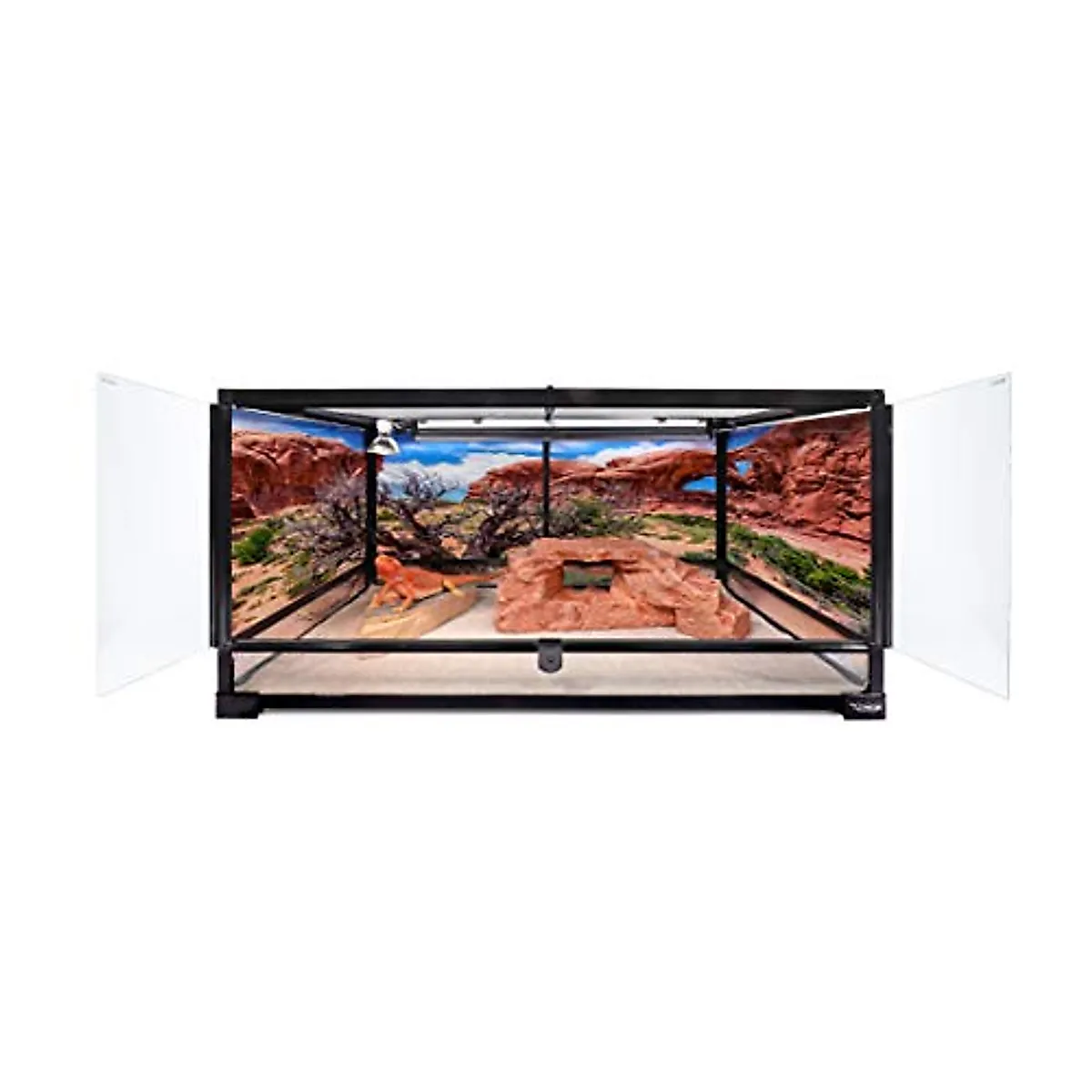Reptile Habitat Background; Double Arch with Tree, for 36Lx18Wx18H Terrarium, 3-Sided Wraparound