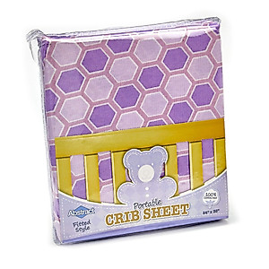 Fitted Crib Sheets for Portable Crib – Super Soft, 100% Jersey Cotton – 24” x 38” – for Boys and Girls, Fits Mini Mattresses - Covered Elastic Hem – Lavender Honeycomb– by Abstract
