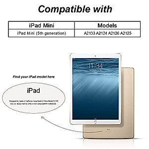 Aoub Case for iPad Mini 5 2019 with Pencil Holder, Slim Lightweight Trifold Stand Smart Cover, Soft TPU Back Cover Case for iPad Mini 5th Generation 7.9 inch, Auto Sleep/Wake (Gray White)