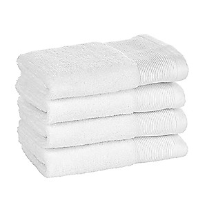 Nate Home by Nate Berkus 100% Cotton Terry 4-Piece Washcloth Set | 608 GSM, Ultra Soft, Thick, and Absorbent for Bathroom from mDesign - Set of 4, Snow (White)