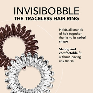 invisibobble Original Traceless Spiral Hair Ties - Pack of 8, Crystal Clear and Pretzel Brown - Strong Elastic Grip Coil Accessories for Women - Non Soaking - Gentle for Girls Teens and Thick Hair