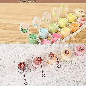 Dramatic Village Paint by Numbers Kits Winter Night Landscape in Countryside with House Acrylic Oil Painting for Adults Kids Full Moon Pictures Art Craft Farmhouse Decor Nordics Gift(Frameless)