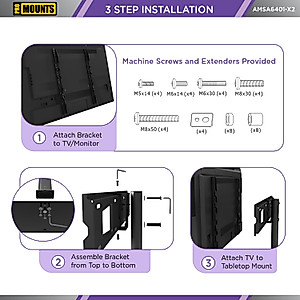 ProMounts Universal Swivel Table TOP TV Stand, Height-Adjustable Bracket for 37-72 Inch LED LCD OLED Plasma Flat and Curved TV Screens Holds Up to 99 lbs, Max VESA 600x400
