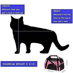 MuchL Cat Carrier Soft-Sided Pet Travel Carrier for Medium Cats Small Cats Dog Carriers for Small Dogs Puppy Comfort Portable Foldable Dog Cat Pet Carrier Airline Approved (Medium,Pink)