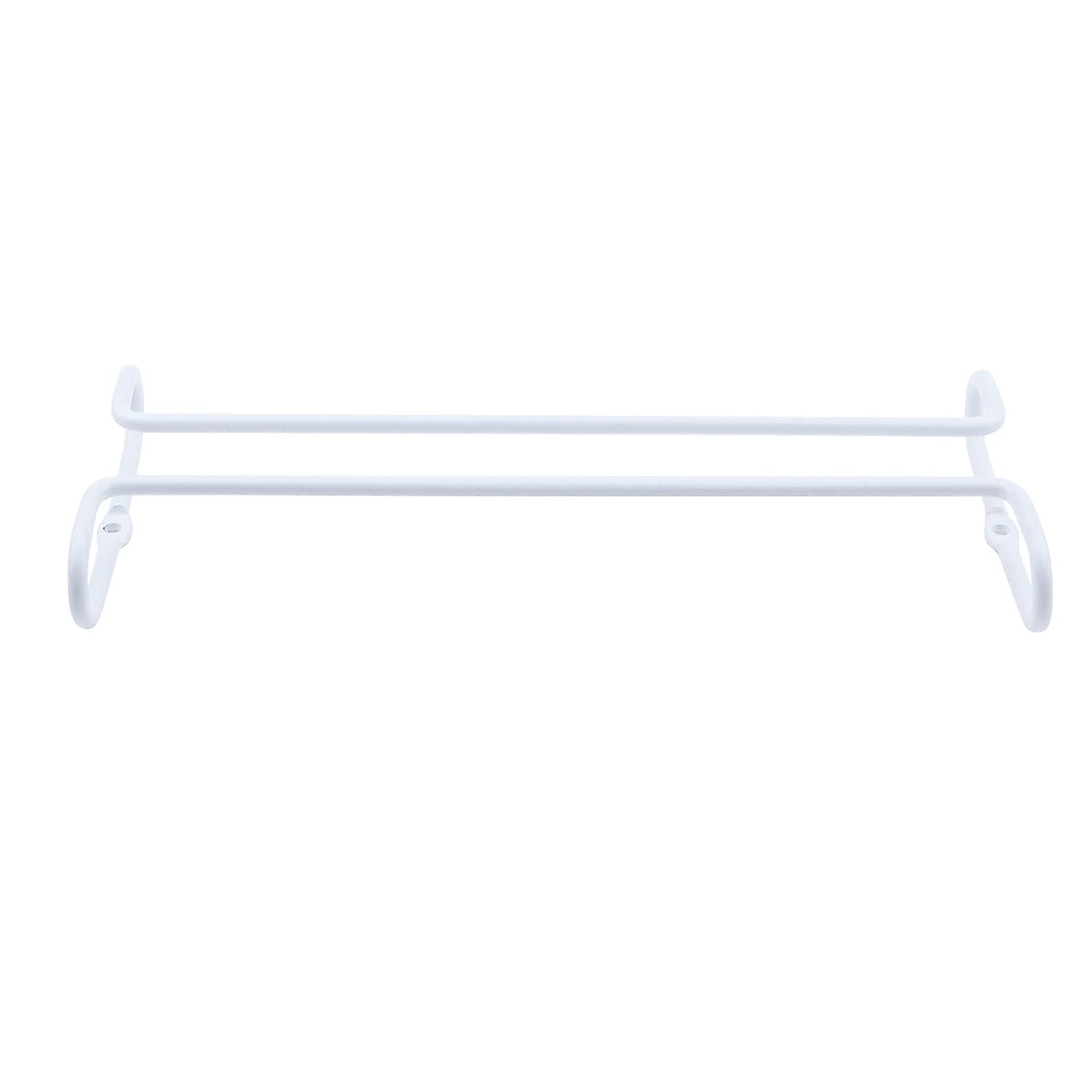 Quluxe Wine Glass Rack, Under Cabinet Stemware Wine Glass Holder Glasses Storage Hanger Metal Organizer for Bar Kitchen- White (Pack of 2)