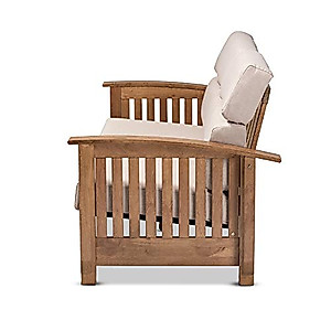 Baxton Studio Sofas, Taupe/Walnut Brown