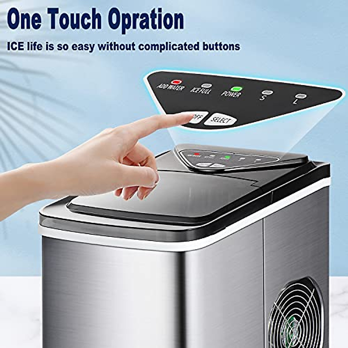 WATOOR Portable Ice Maker Machine for Countertop, 26 lbs Bullet Ice Cube in 24H, 9 Ice Cubes Ready in 6-9 Minutes,2.2L Ice Maker Machine with Ice Scoop and Basket Silver