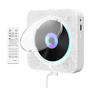 Qoosea Portable CD Player with Bluetooth Wall Mountable CD Music Player Home Audio Boombox with Remote Control FM Radio Built-in HiFi Speakers MP3 Headphone Jack AUX Input Output