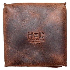 Hide & Drink, Jewelry Pouch, Mini Travel Size Box, Rings & Precious Articles Storage Organizer, Groom & Bridesmaid Wedding Gifts, Full Grain Leather, Handmade, Bourbon Brown