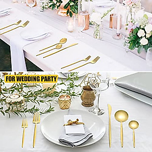 90 Pcs Gold Silverware Set, 18 Set Gold Flatware Cutlery for 5 Matte Golden Stainless Steel Utensils Set Includes Forks Knives and Spoons for Kitchen Home Restaurant (Gold Handle)