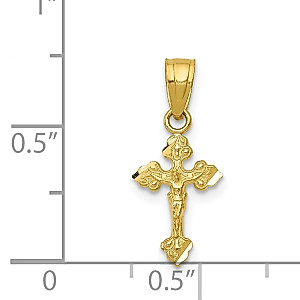 IceCarats 10K Yellow Gold Tiny Lord Jesus Christ Crucifix Holy Cross Necklace Religious Pendant Charm Only