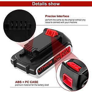 3.0Ah LBXR20 Lithium Replacement Battery for Black and Decker 20V Battery Max LB20 LBX20 LST220 LBXR20B-2 LB2X4020 Compatible with Black and Decker 20 Volt Tools LCS1020 LDX20C LSW221 BDCDMT120-Red