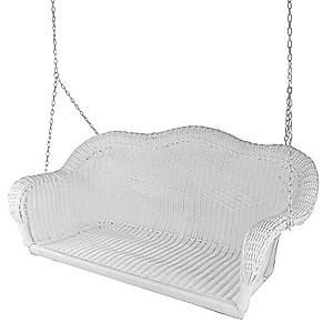 Northlight 50" White Stripe Outdoor Patio Resin Wicker Swing with Chain