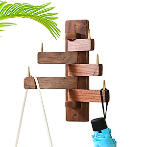CatFairy Can swing Wood Coat Rack Wall Hooks, Wood Wall hooks Made of pure solid Black Walnut, Robust, beautiful and personalized Wall mounted Rack (Swivel Foldable Black Walnut)