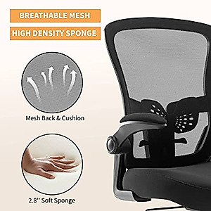 Chairelax Mesh Home Office Chair, Ergonomic Desk Chair Mid-Back Mesh Computer Chair Adjustable Lumbar Support and Flip-up Armrests Comfortable Executive Adjustable Rolling Load up to 300Lbs
