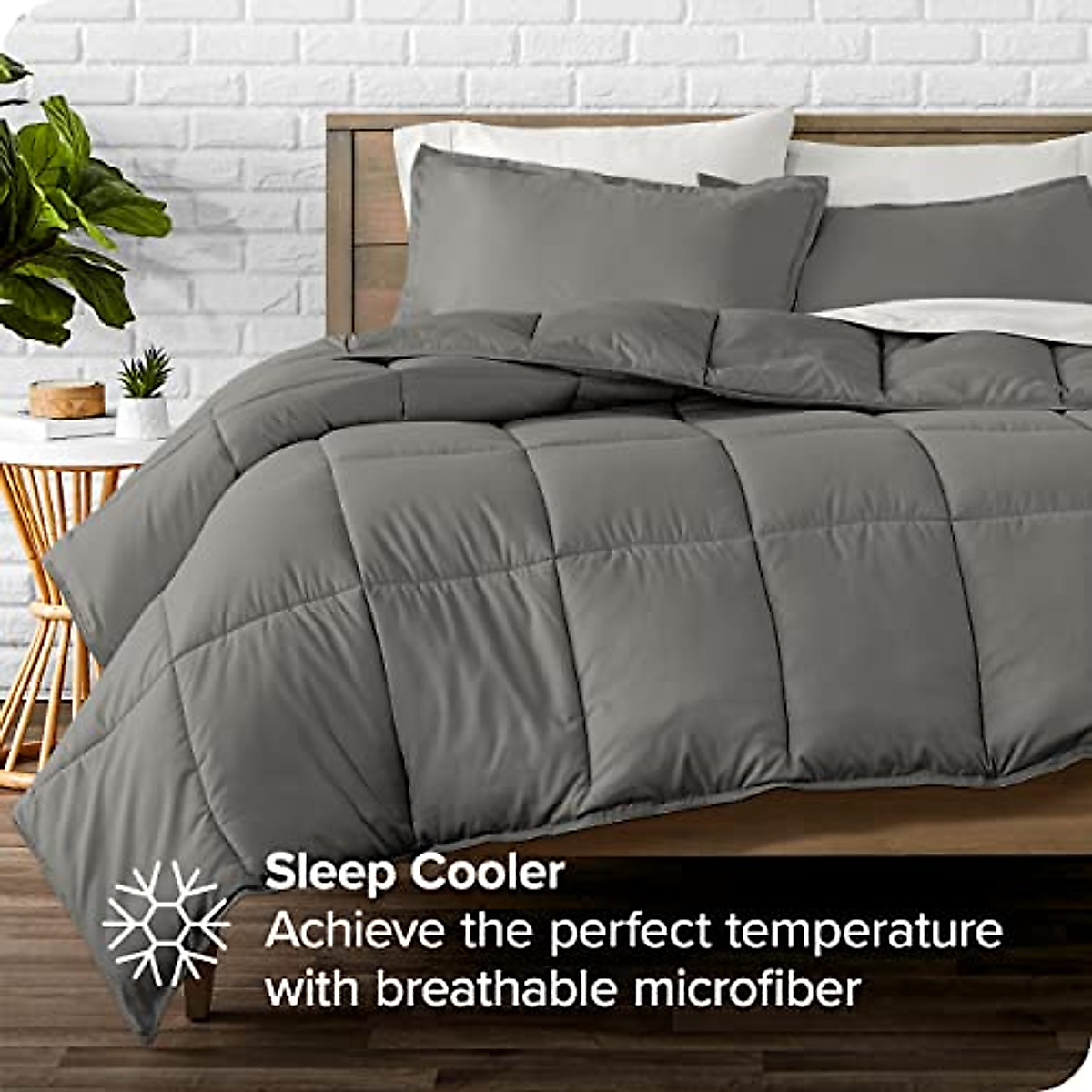 Bare Home Bed-in-A-Bag 5 Piece Comforter & Sheet Set - Twin XL - Goose Down Alternative - Ultra-Soft 1800 Premium Bedding Set (Twin XL, Grey/Light Grey)