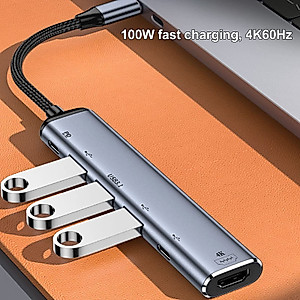 Sorandy USB C HUB, USB C Adapter 6 in 1 Dongle with 4K60HZ , VGA, USB3.1, 100W PD USB C Dock SD TF Card Reader Compatible with Cell Phones, Laptops, Desktop Computers, Tablets