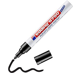edding 8750 industry paint marker - black - 1 pen - round nib 2-4 mm - paint marker for writing on dusty, slightly oily surfaces, tyres, metal, glass and wood - permanent, waterproof