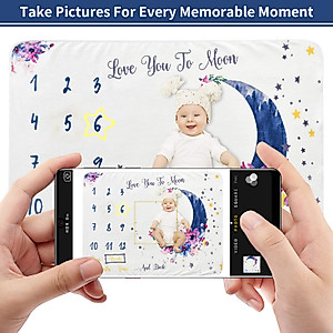 LXWIEKCO Baby Monthly Milestone Blanket for Baby Girl/Boy 60" x 40" Photo Props Blanket, Thickened Nursery Decor Baby Shower
