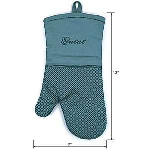 Pot Holders and Oven Mitts Sets 4Pcs, YUTAT High Heat Resistant Oven Gloves and Potholders, Non-Slip Grip Hot Pads with Food Grade Silicone Texture, Perfect for Kitchen Cooking Baking BBQ, Teal
