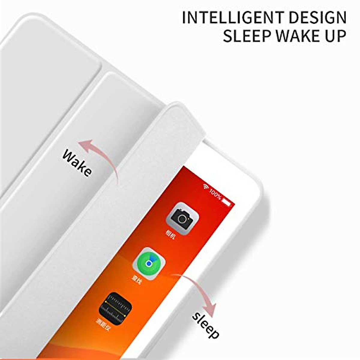 Aoub Case for iPad Mini 5 2019 with Pencil Holder, Slim Lightweight Trifold Stand Smart Cover, Soft TPU Back Cover Case for iPad Mini 5th Generation 7.9 inch, Auto Sleep/Wake (Gray White)