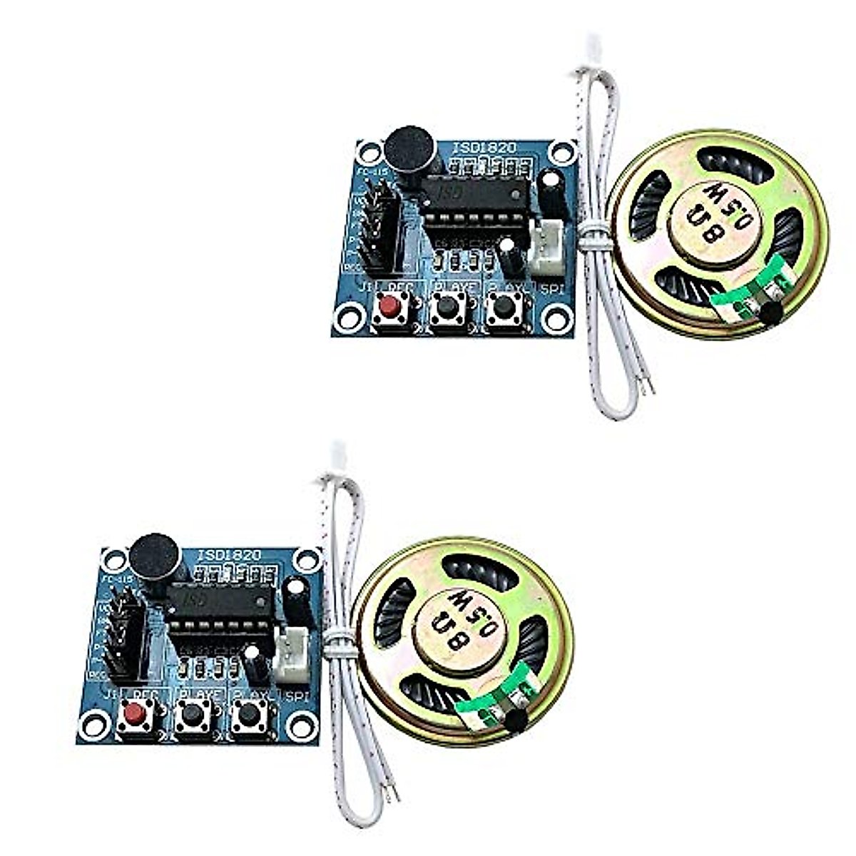 Ximimark 2Pcs ISD1820 Sound Voice Recording Playback Module Sound Recorder Board With Microphone Audio Loudspeaker