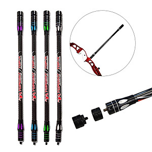 SHARROW 18” Archery Carbon Bow Stabilizer Aluminum Alloy Balance Rod System Extend Bar for Recurve Bow Compound Bow (Silver)