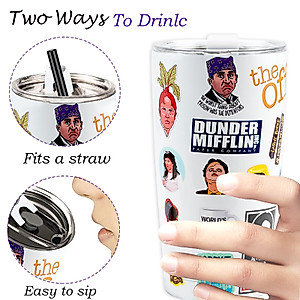 CALFEE The Office 20oz Tumbler with Lid, Stainless Steel Vacuum Insulated Double Wall Travel Tumbler Coffee Cup Keeps Drinks Cold&Hot The Office Merchandise TV Show Gifts, White, BZ00001