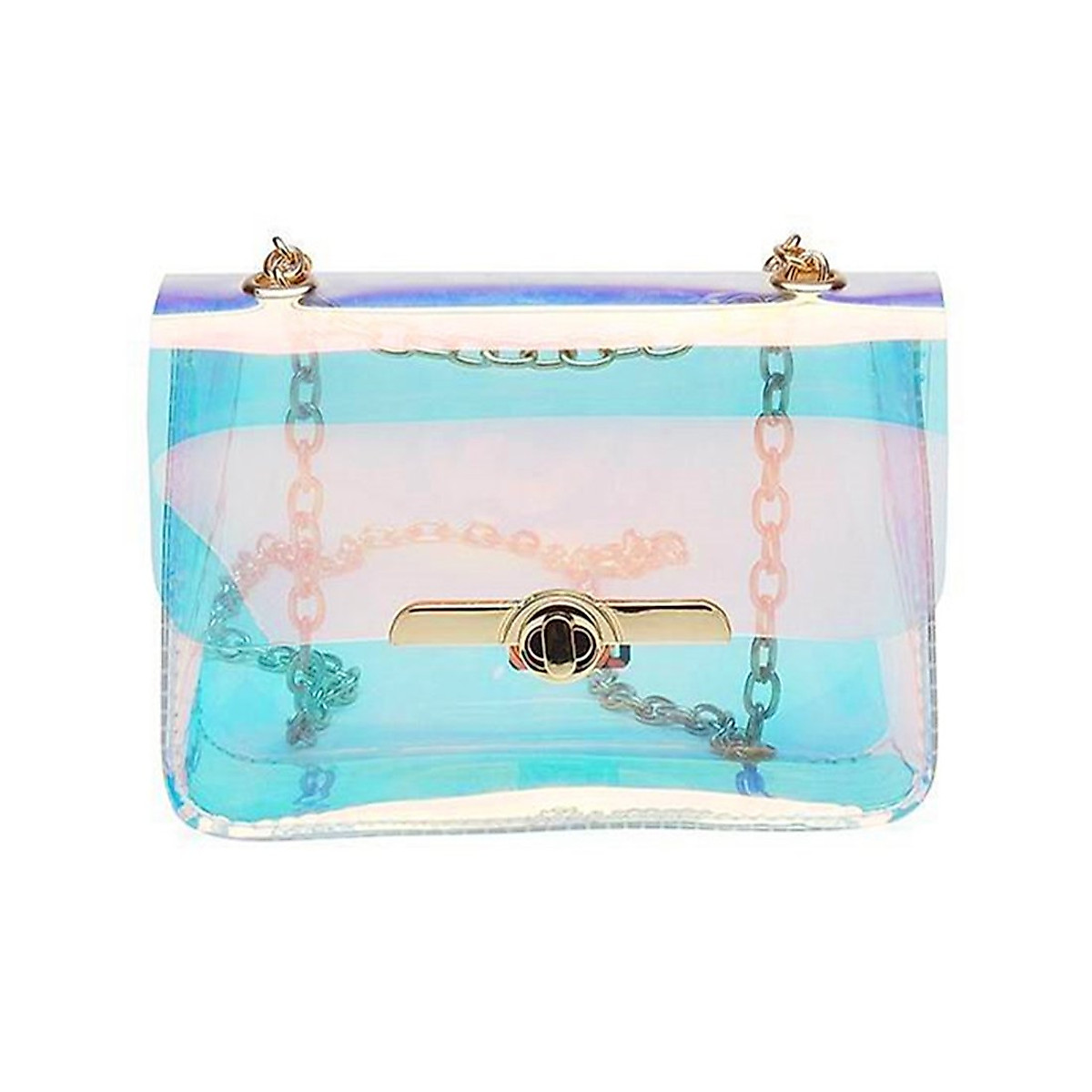 Holographic Message Bags Women's Clear Chain Shoulder Bag Cross Body Bag