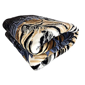 Solaron Super Thick Mink Blanket BM253 Queen 3 Tigers BLACK