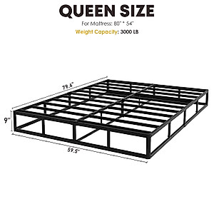YORMDMO 9 Inch Queen Box Spring, High Profile Queen Size Box Spring Only, Sturdy Metal Frame Mattress Foundtion, Easy Assembly, Noise-Free
