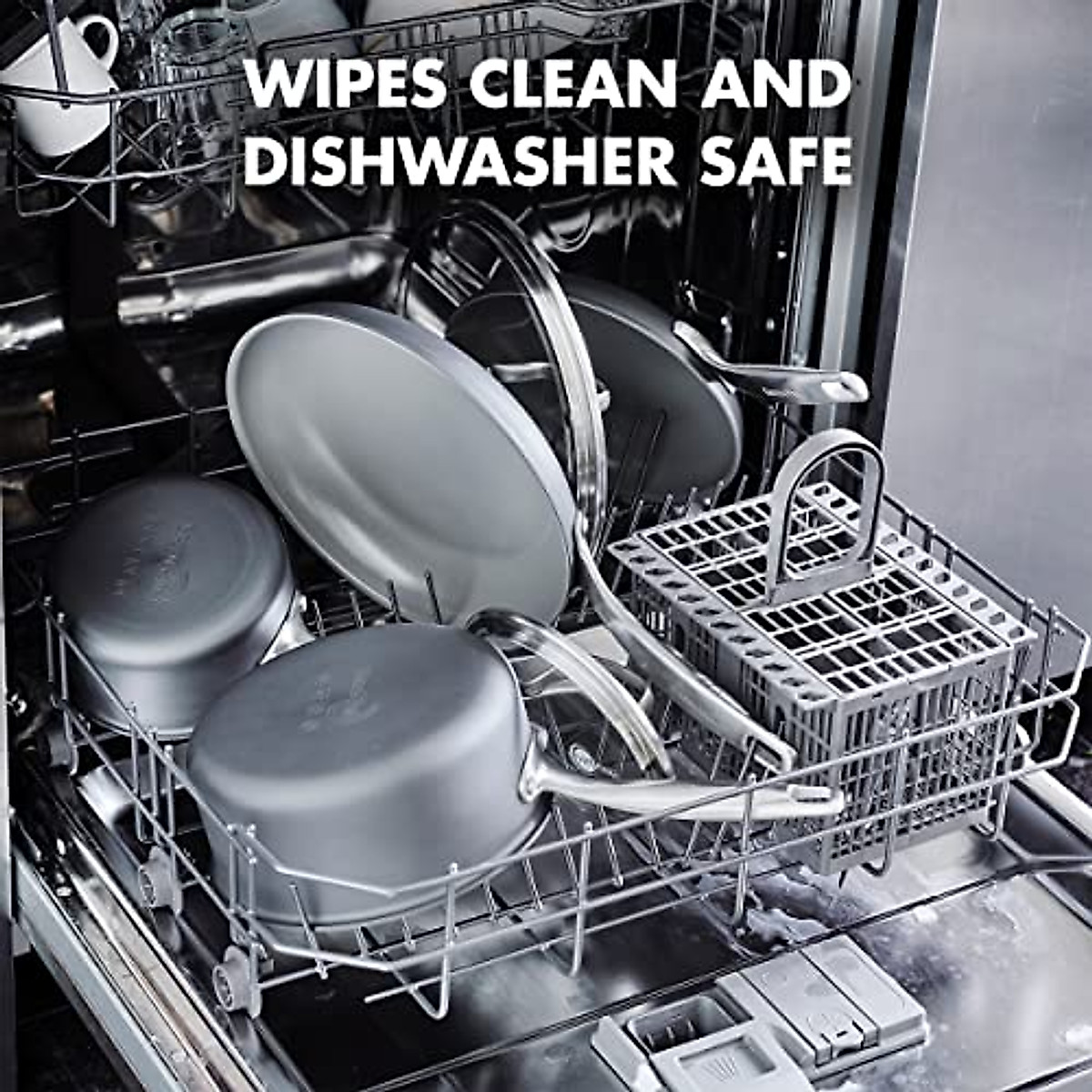 GreenPan Chatham Tri-Ply Stainless Steel Healthy Ceramic Nonstick 10" and 12" Frying Pan Skillet 2-Piece Set, PFAS-Free, Multi Clad, Induction, Dishwasher Safe, Oven Safe, Silver