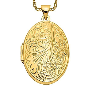 IceCarats 14K Yellow Gold Oval Personalized Photo Locket Necklace Charm Pendant 33.5mm x 19.65mm Only