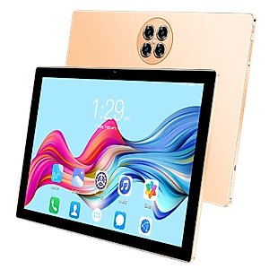 2023 Upgraded Smart Tablet 10 Inch 8Core 4G + 64G Android 8.1 Dual Sim Dual Camera Phone Pad WiFi GPS Phablet Tablet PC US Plug, Gift for Family (Gold)