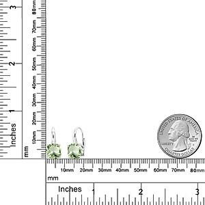 Gem Stone King 4.10 Cttw Green Prasiolite Dangle Earrings For Women In 925 Sterling Silver | Gemstone Birthstone | Cushion 8MM