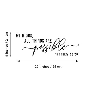 with God All Things are Possible Matthew 19:26 - Carved Vinyl Separated Letters Bible Verse Quotes Wall Decal Words Scripture Christian DIY Home Décor