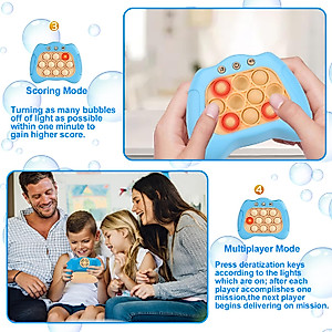 AICARGER Quick Push Puzzle Game Machine Pop Fidget Light-Up Squeeze Poppet Sensory Toy Educational Push Pop Bubble Toy Stress Relief Party Favors Puzzle Game for Kids Teens Adults (Light Blue)